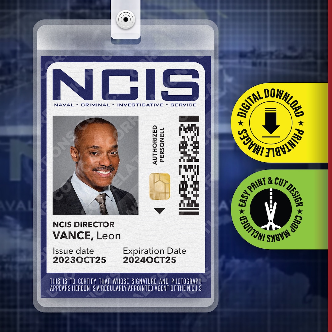 PRINTABLE Novelty NCIS, Leon Vance, Tv Show ID Card, Badge, Name Tag ...