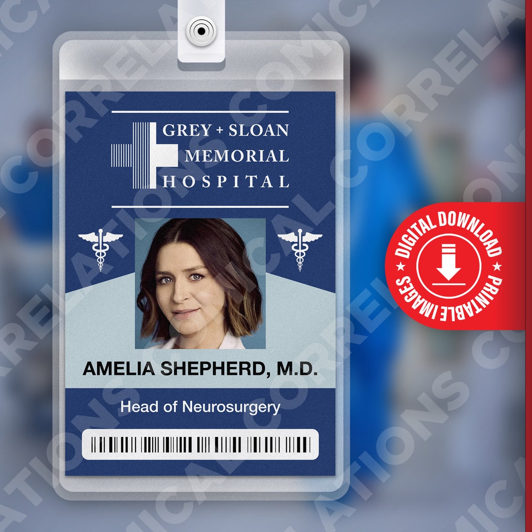 Grey's Anatomy AMELIA SHEPHERD, Grey + Sloan Memorial Hospital ID Badge ...