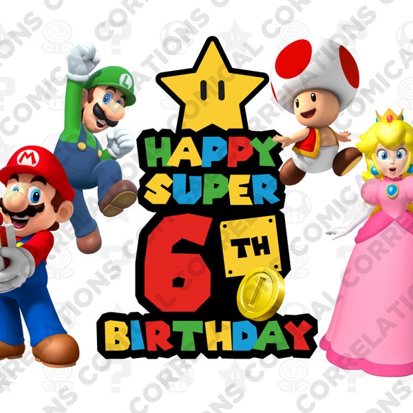 Super Mario 6th Birthday Shirt - Etsy