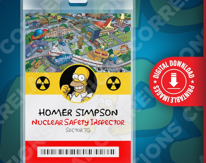Homer Simpson of the Simpsons Springfield Power Plant ID Card Badge ...
