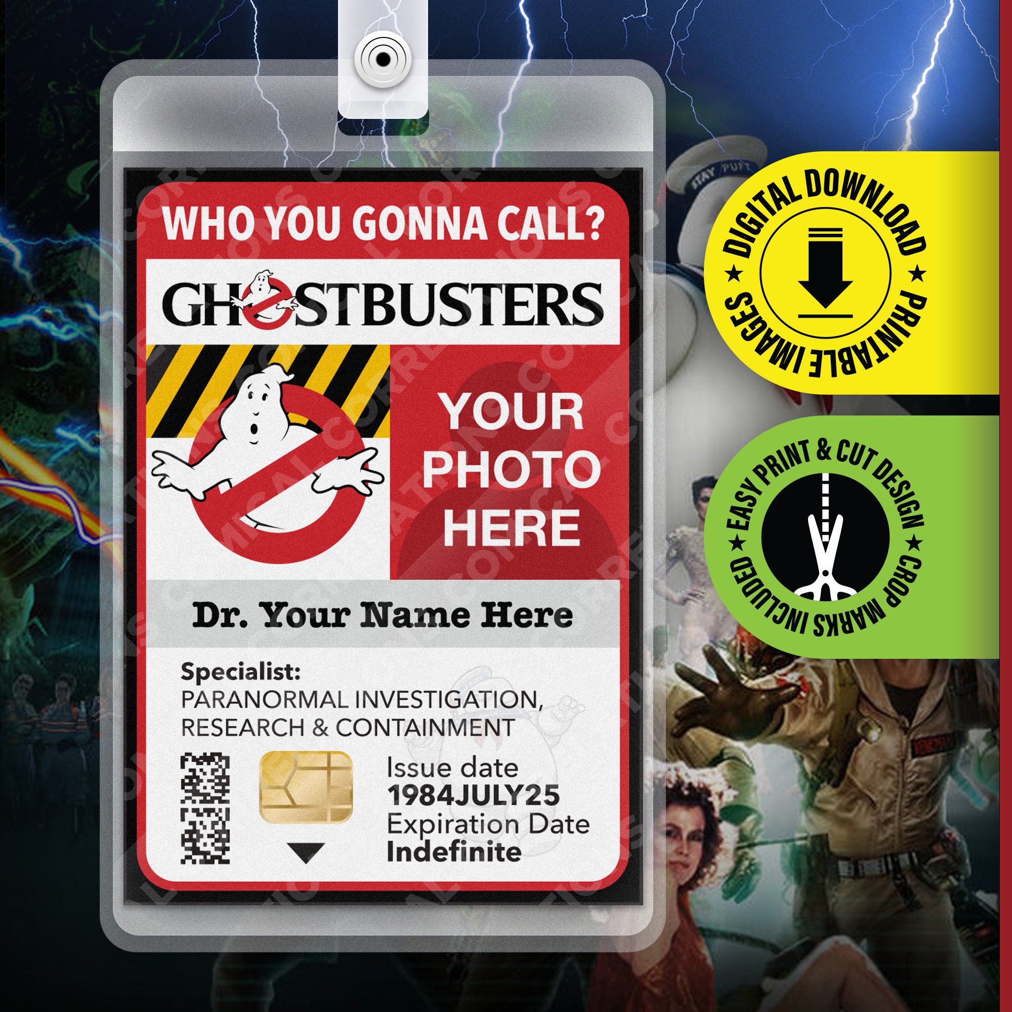 Customizable GHOSTBUSTERS Movie ID Card ID Badge Halloween - Etsy Australia