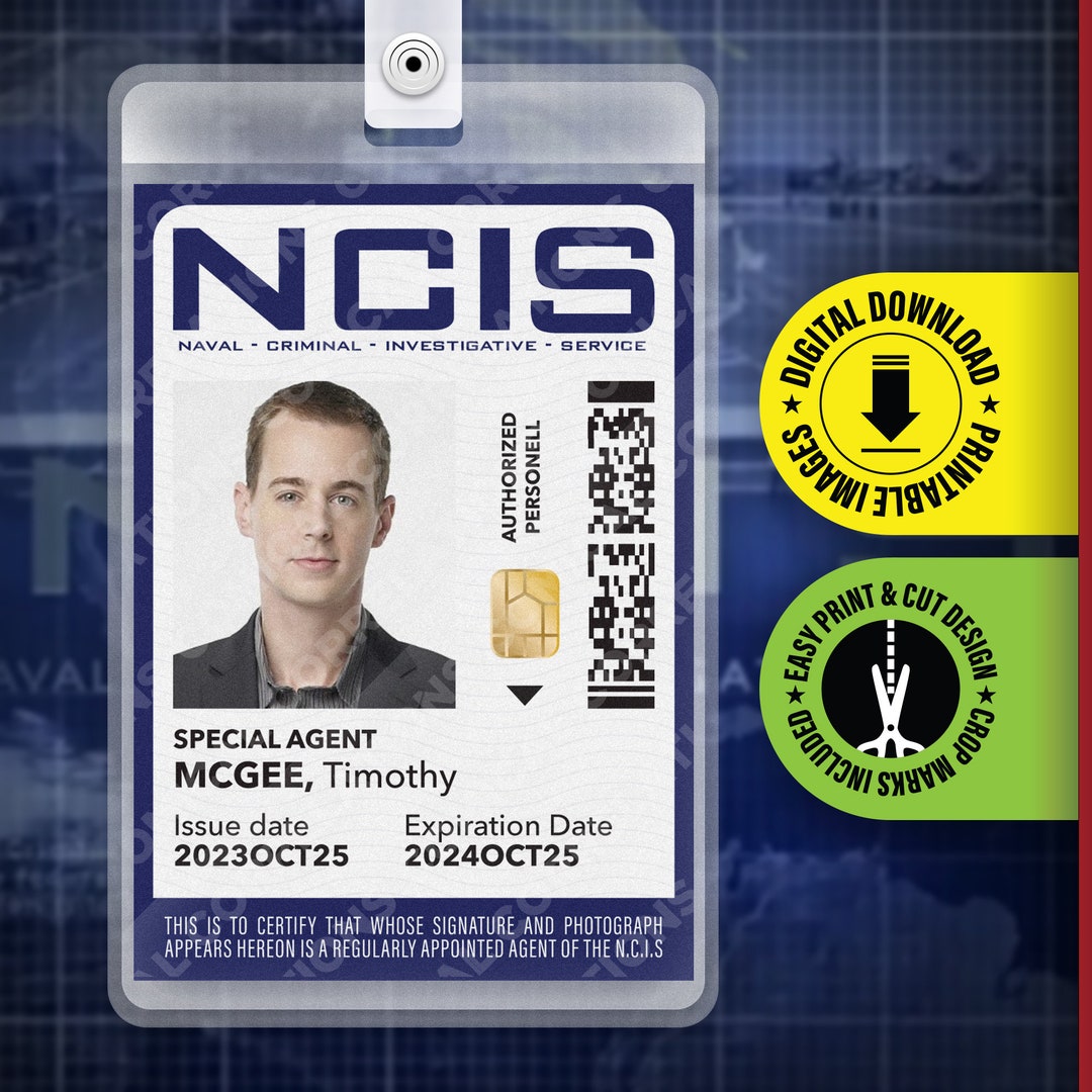 PRINTABLE Novelty NCIS, Timothy Mcgee, Tv Show ID Card, Badge, Name Tag ...