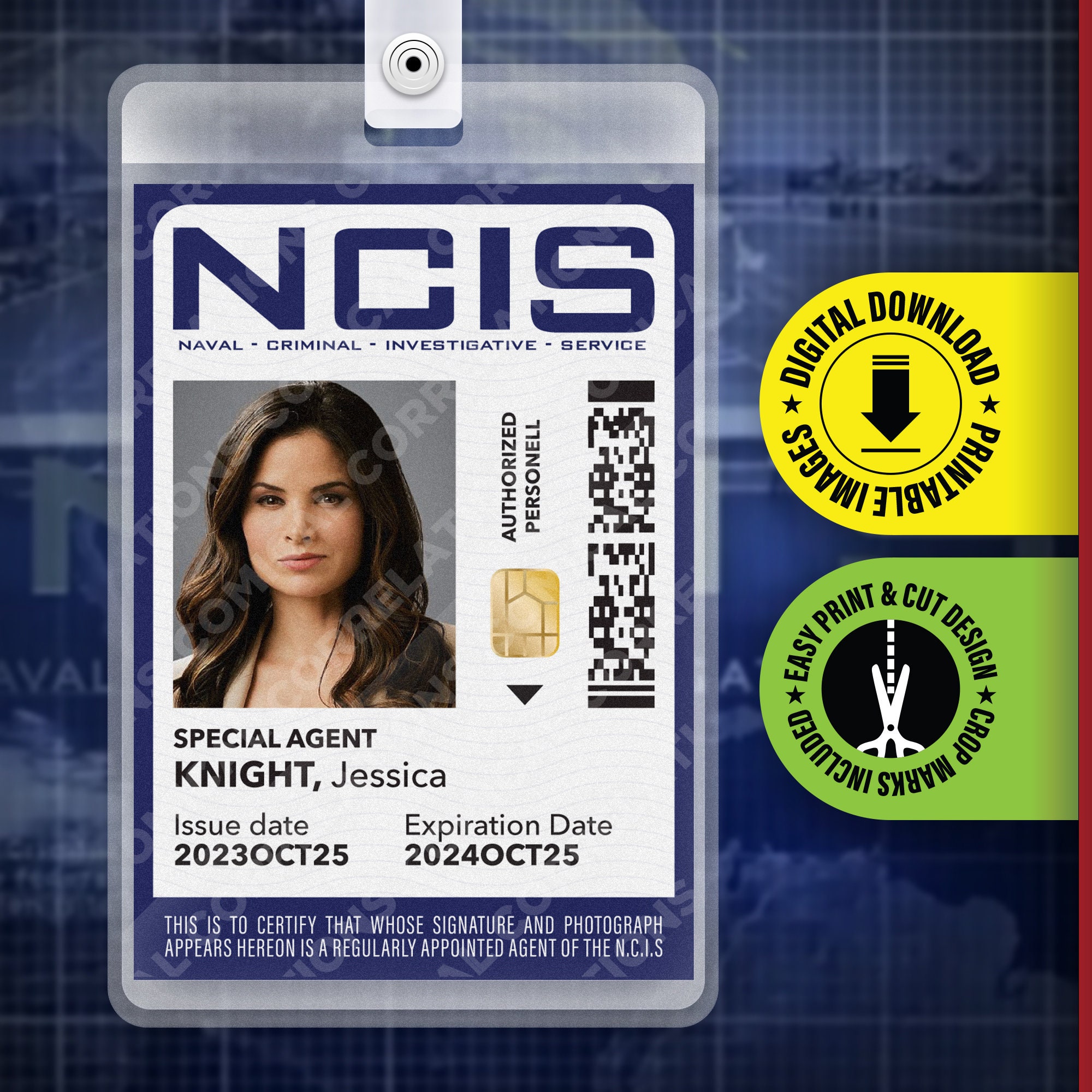 PRINTABLE Novelty NCIS Jessica Knight Tv Show ID Card - Etsy