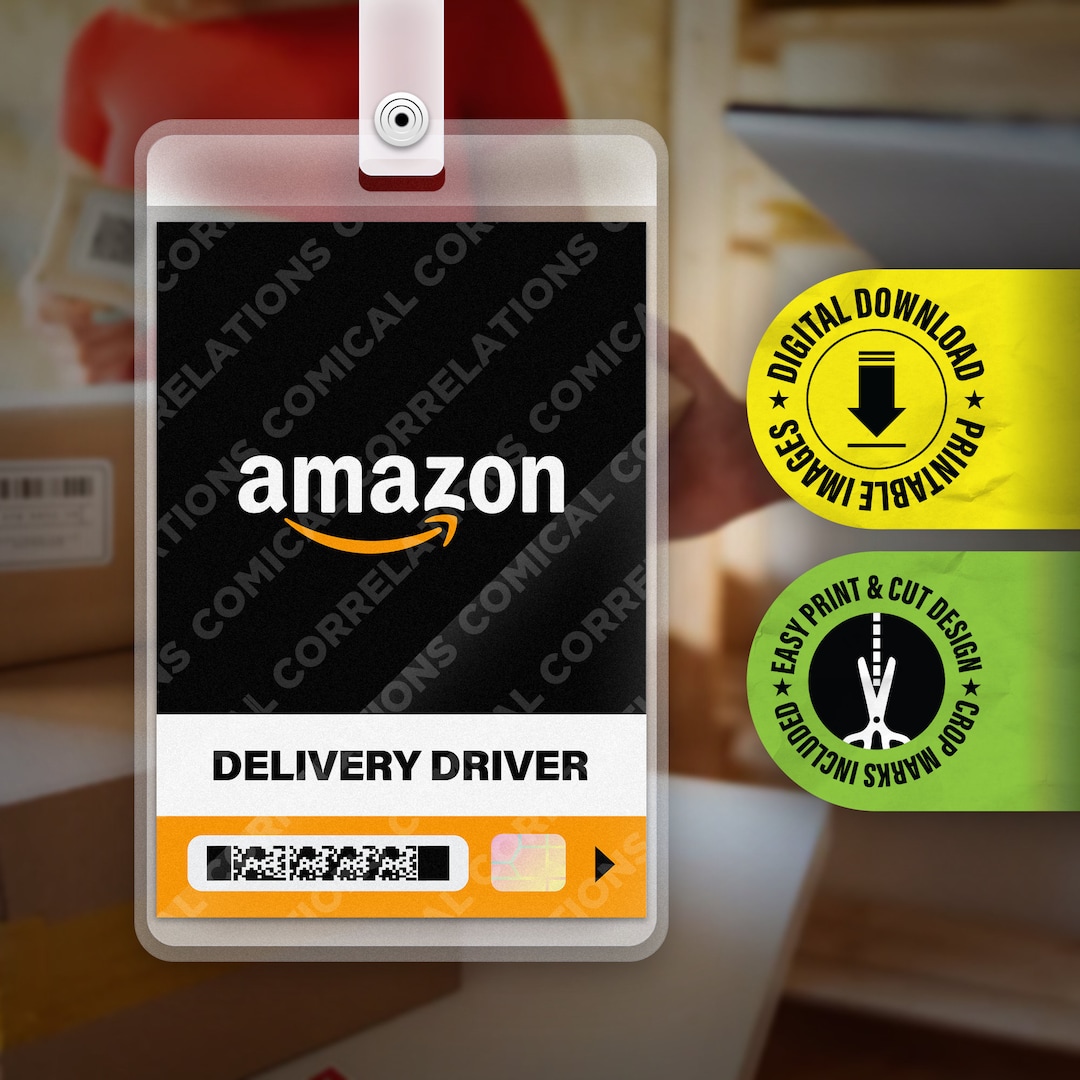 PRINTABLE PDF Amazon Delivery Driver Employee Id Badge, Halloween Cosplay Prop Card, Costume ...
