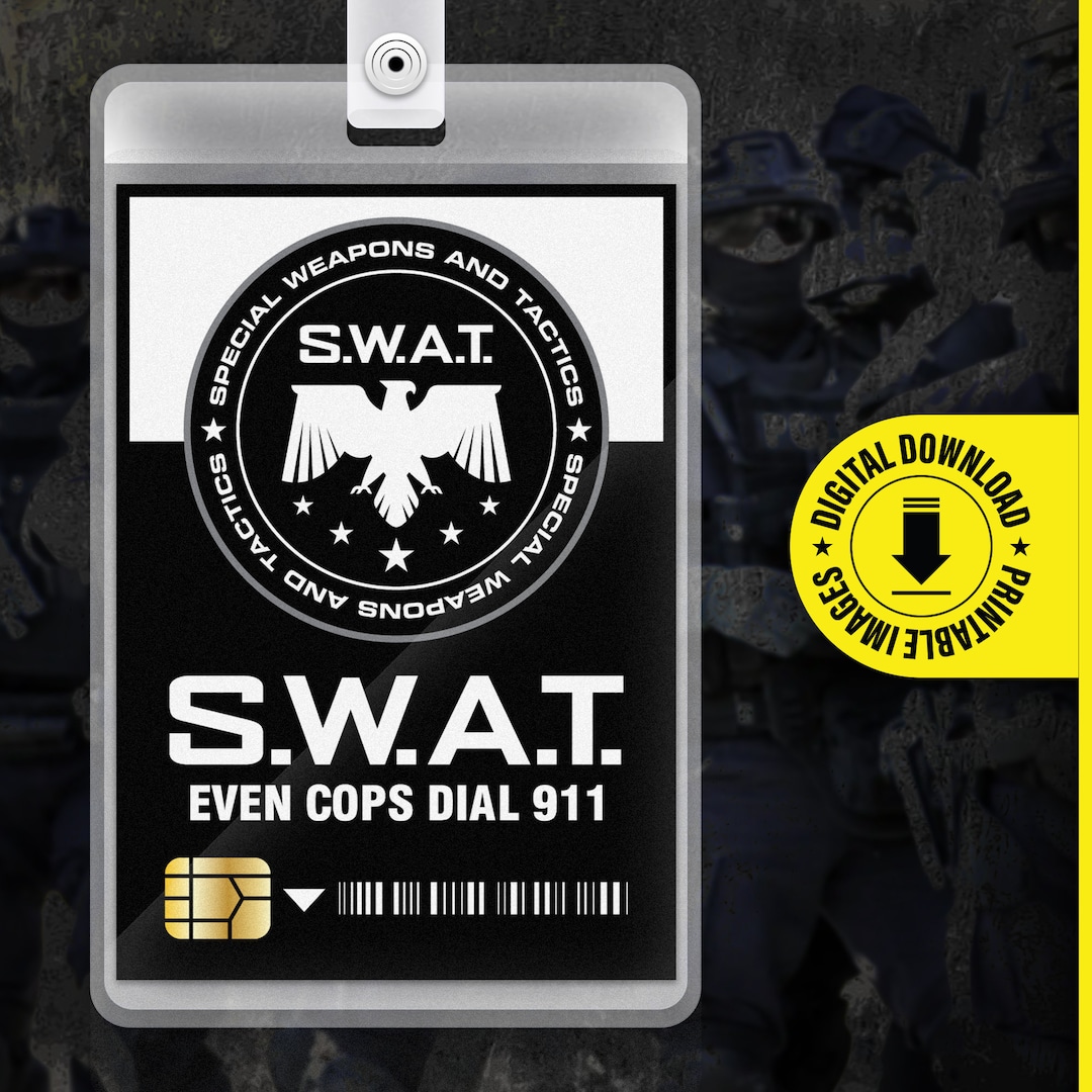SWAT Team Government ID Badge Card Halloween Cosplay Costume Name Tag ...