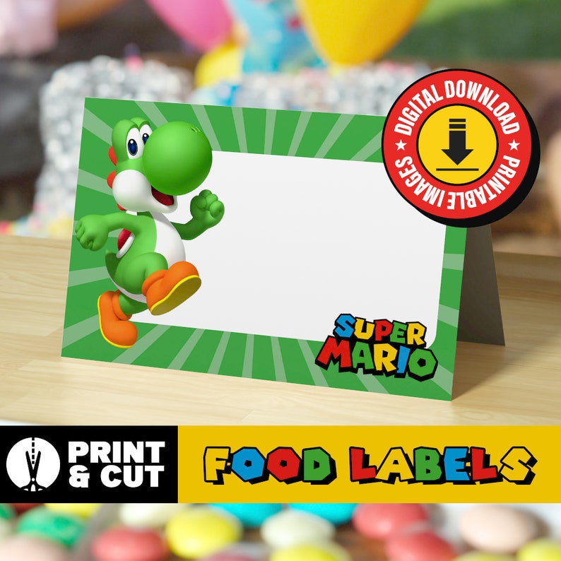 Yoshi Super Mario Food Labels Candy Signs Instant - Etsy