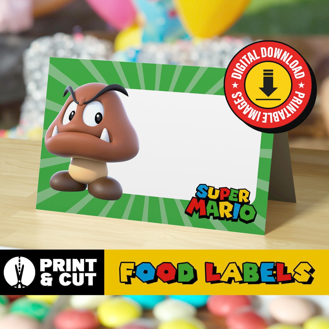 Goomba, Super Mario Food Labels, Candy Signs - Instant Download, 3.75x5 ...