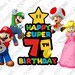Printable Super Mario Kids Happy Fourth 4th Birthday Downloadable ...