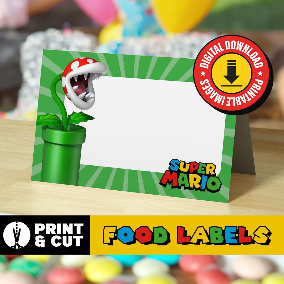 Piranha Plant, Super Mario Food Labels, Candy Signs - Instant Download ...