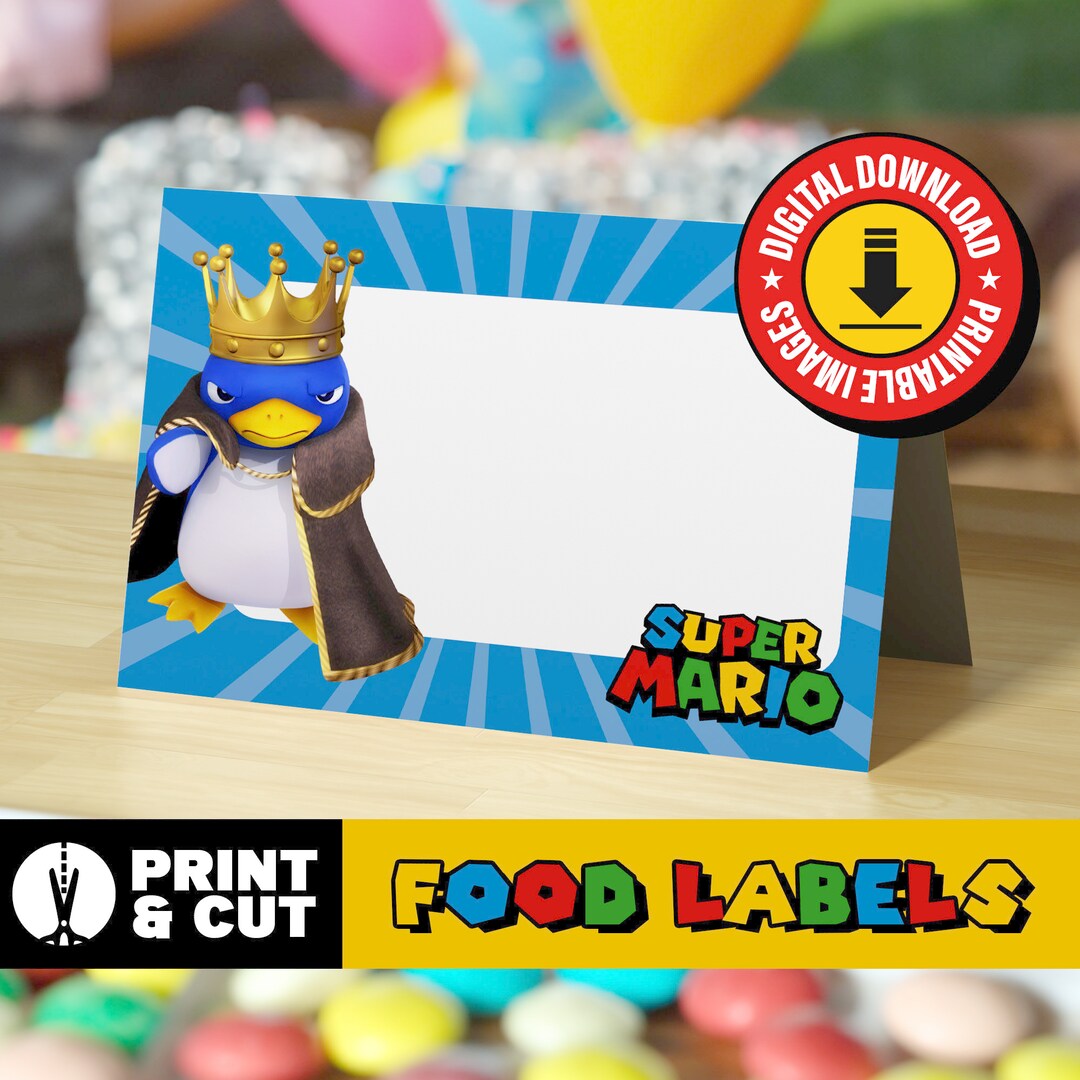 Penguin King, Super Mario Food Labels, Candy Signs - Instant Download ...