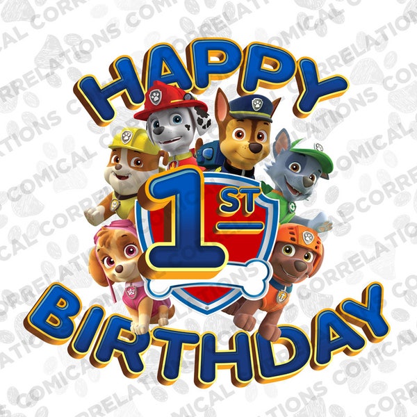 Paw Patrol First Birthday Png - Etsy