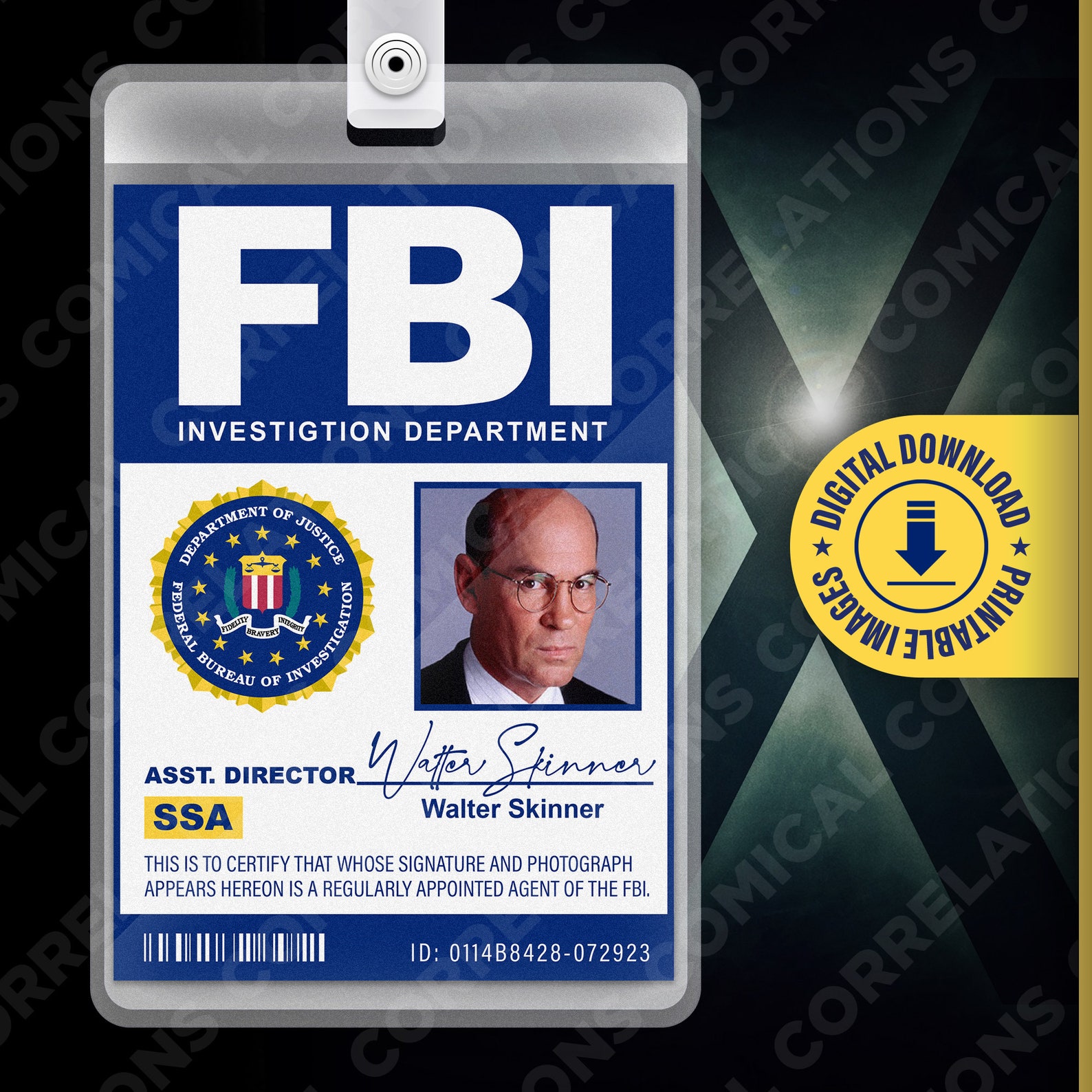 PRINTABLE X Files Special Agent Walter Skinner Card Badge TV - Etsy