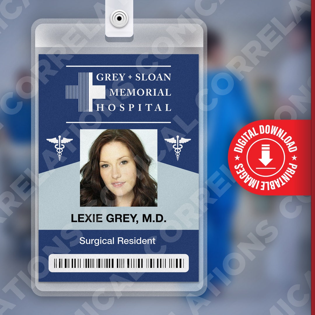 Grey's Anatomy LEXIE GREY, Grey + Sloan Memorial Hospital ID Badge Card ...