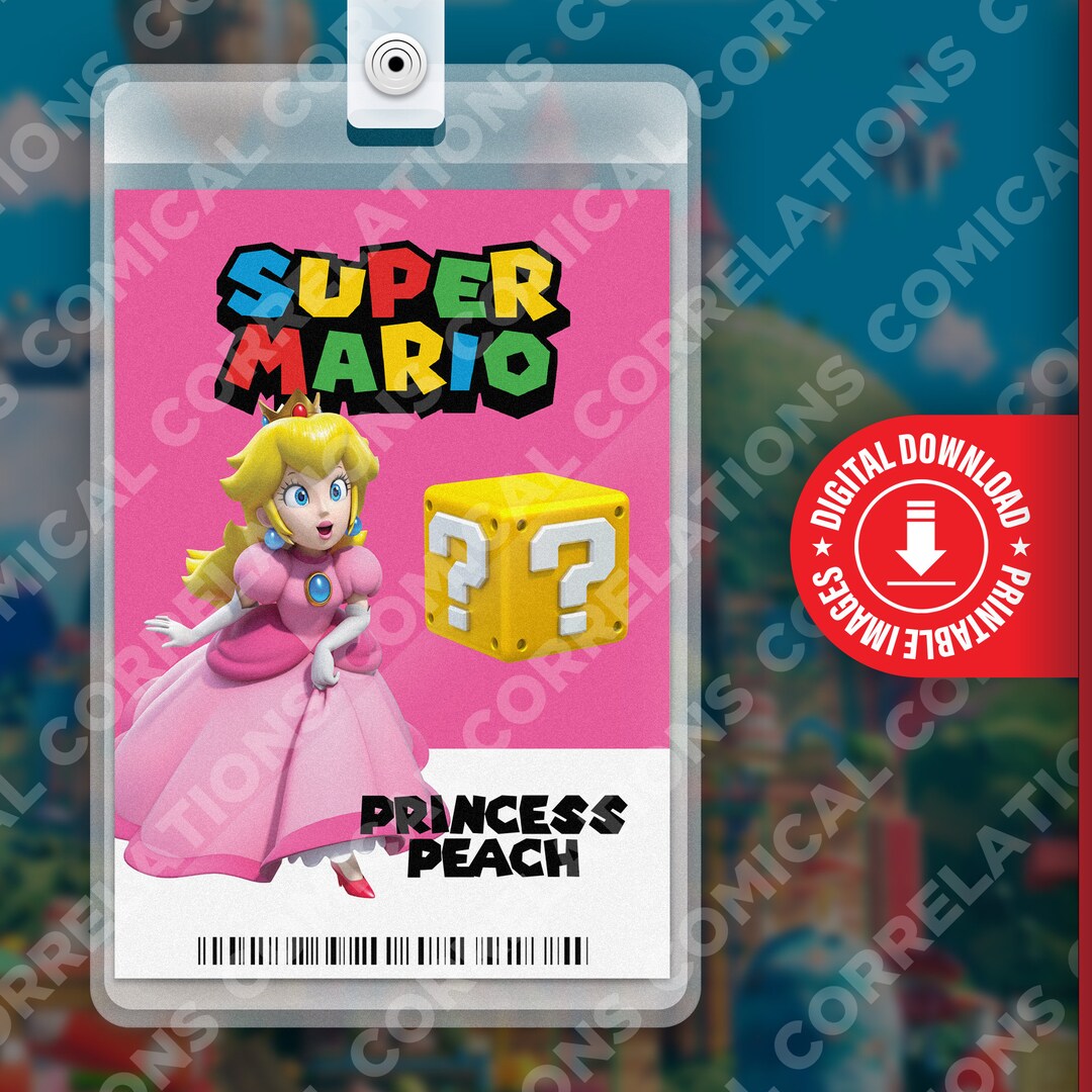 Super Mario Bros. Movie Princess Peach ID Badge Card, Fun Kids Birthday ...