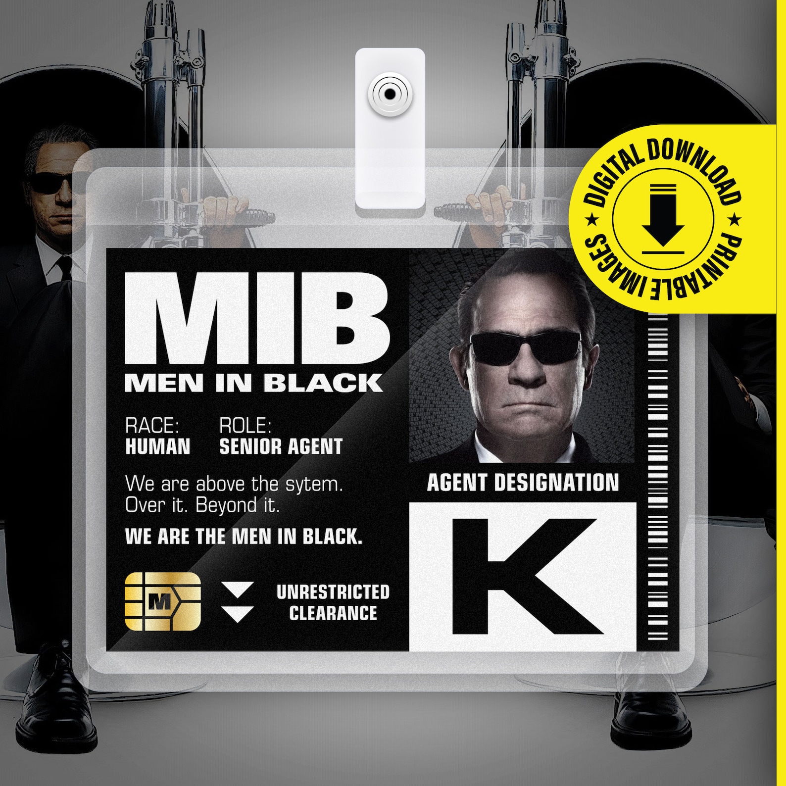 MIB - Agent K - Men in Black ID Badge Card Halloween Cosplay Costume ...