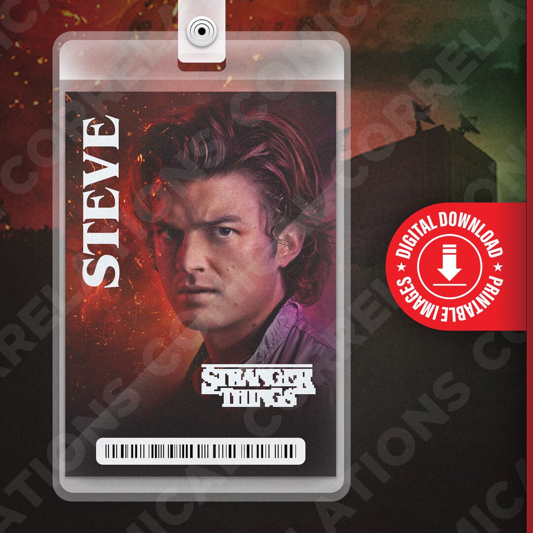 PRINTABLE Stranger Things Steve Card Badge, TV Show, Upside Down, Name ...