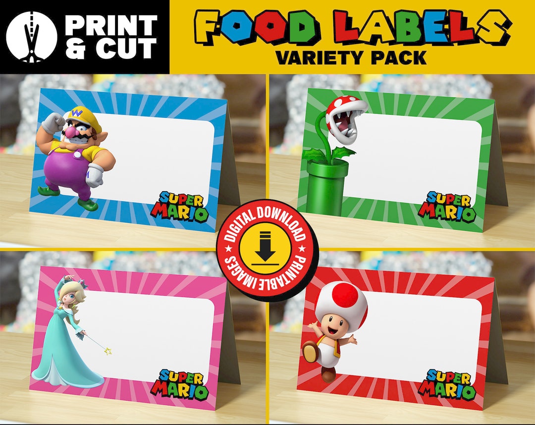 Super Mario Food Labels Variety Pack, Candy Signs - Instant Download, 3 ...