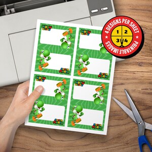 Yoshi, Super Mario Food Labels, Candy Signs - Instant Download, 3.75x5 ...