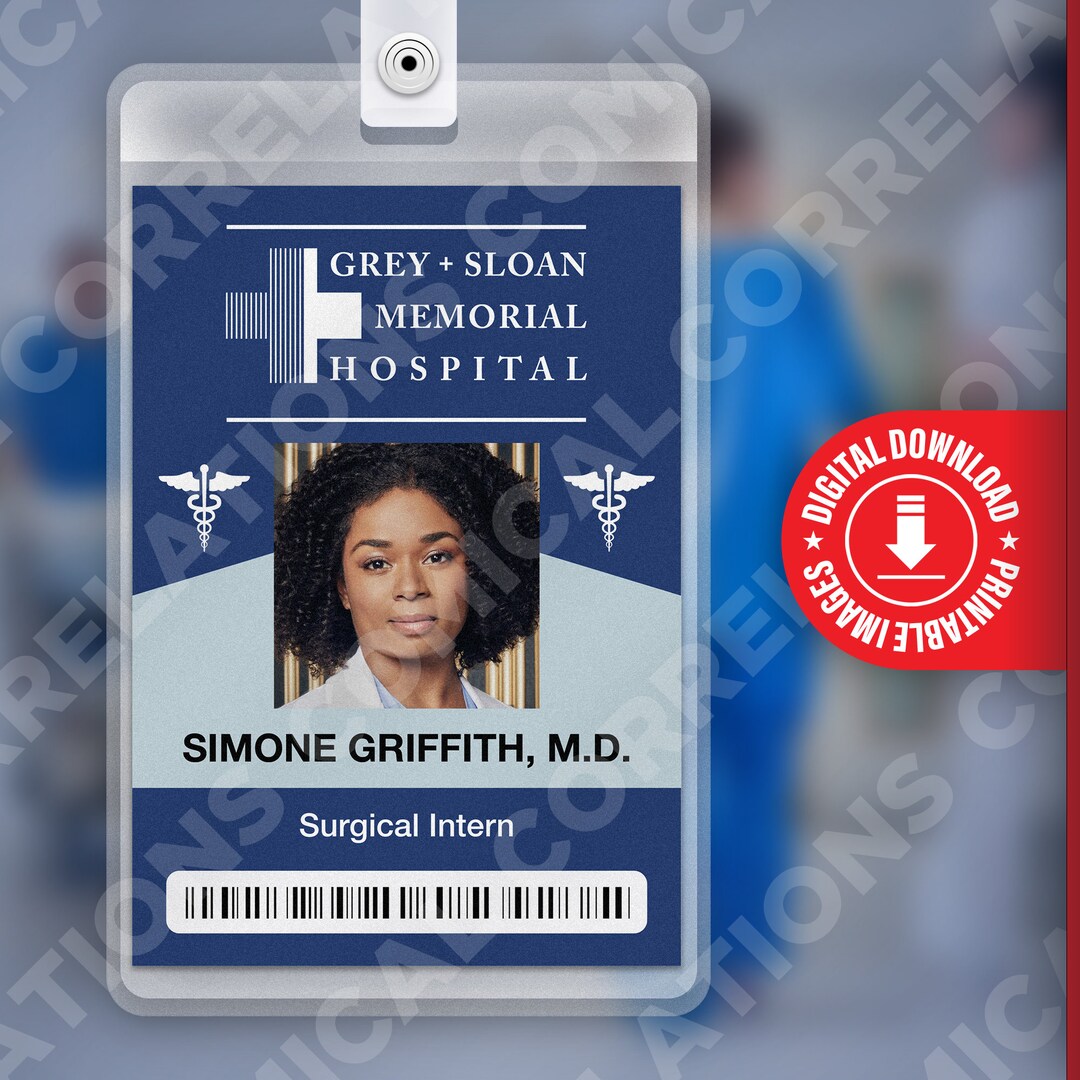Grey's Anatomy SIMONE GRIFFITH, Grey + Sloan Memorial Hospital ID Badge ...