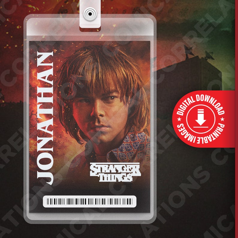 PRINTABLE Stranger Things Jonathan Card Badge TV Show Upside - Etsy