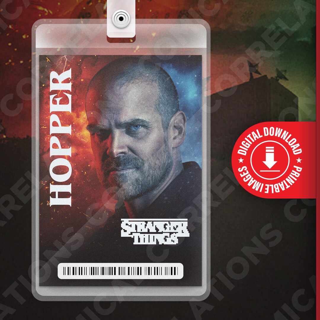 PRINTABLE Stranger Things Hopper Card Badge, TV Show, Upside Down, Name ...