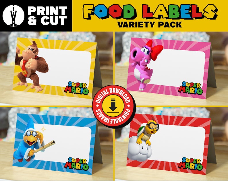 Super Mario Food Labels Variety Pack Candy Signs Instant - Etsy
