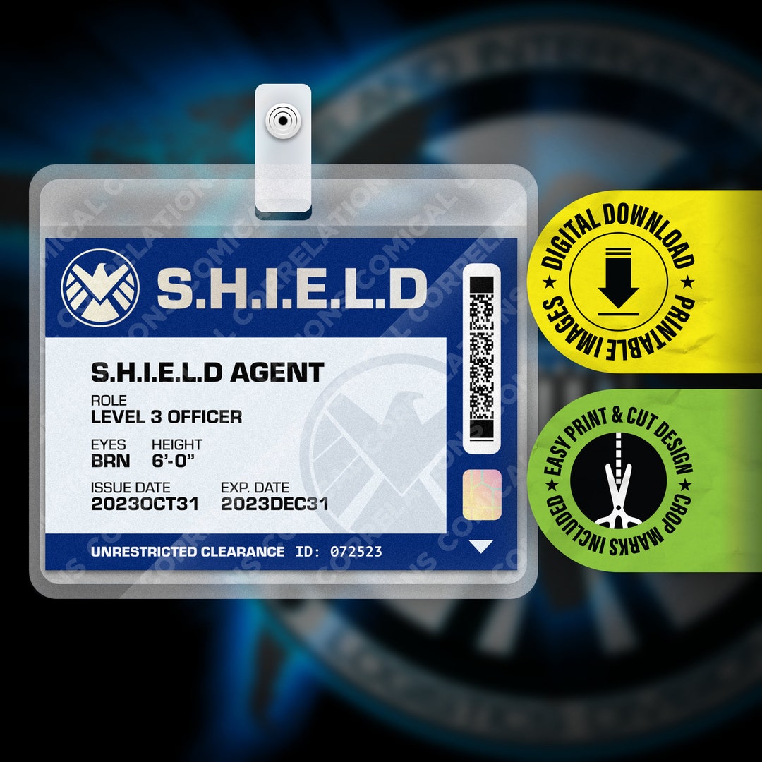 PRINTABLE PDF - Shield Agent ID Badge Replica, Prop Halloween Card ...