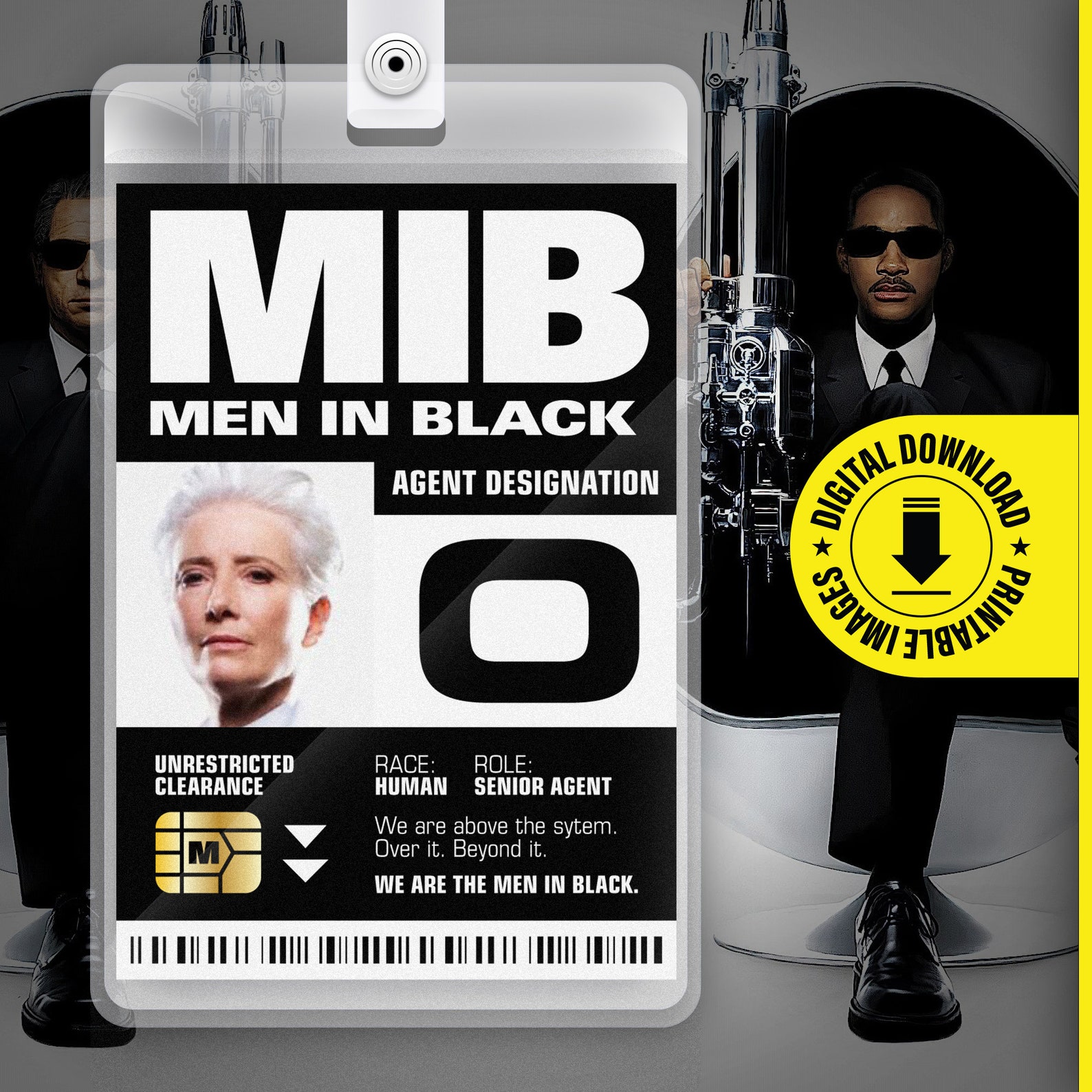MIB - Agent O - Men in Black ID Badge Card Halloween Cosplay Costume ...