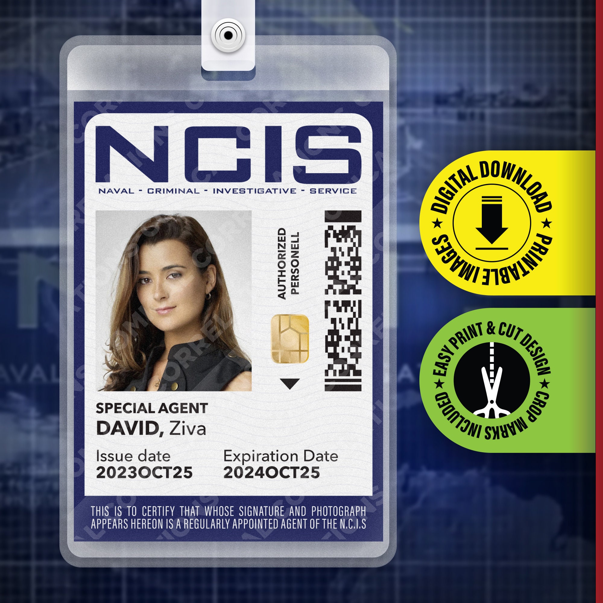 PRINTABLE Novelty NCIS Ziva David Tv Show ID Card Badge - Etsy