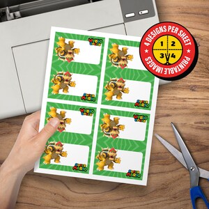 Bowser, Super Mario Food Labels, Candy Signs - Instant Download, 3.75x5 ...