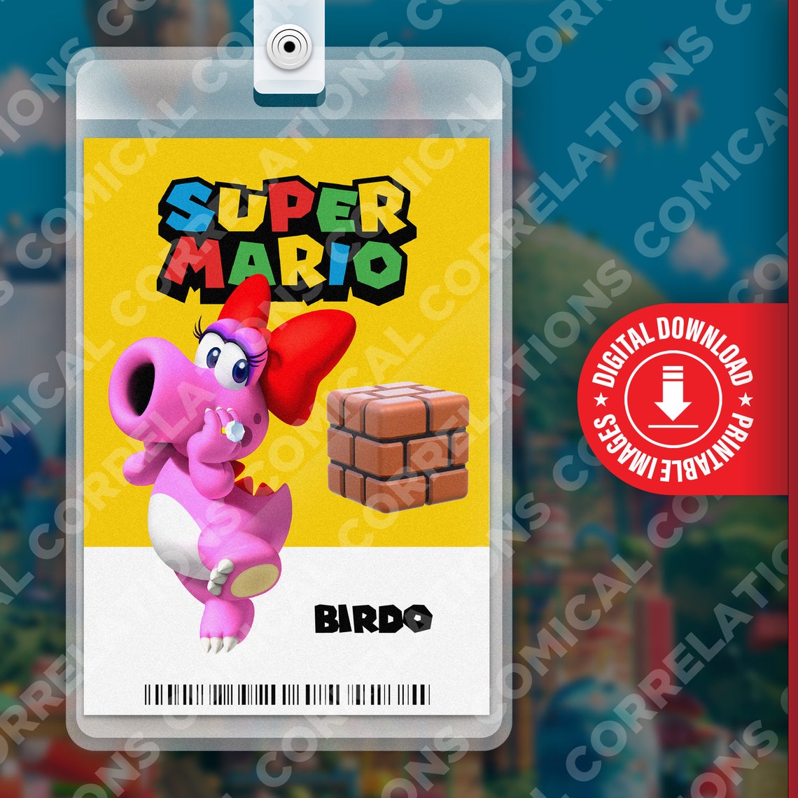 PRINTABLE Super Mario Bros. Movie Birdo ID Badge Card, Fun Kids Birthday Party, Cosplay ...