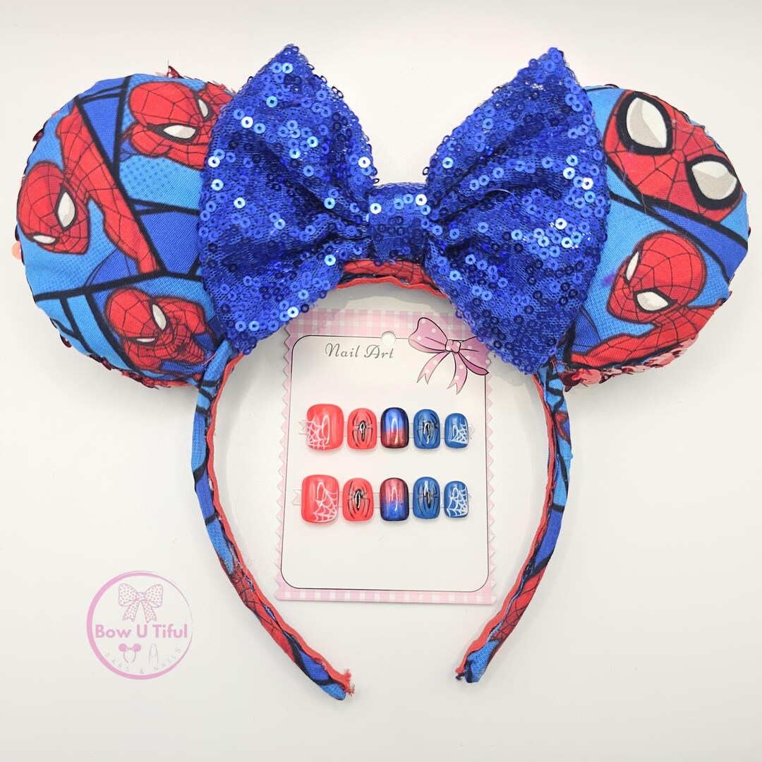 Spiderman Minnie Ears & Nails - Etsy UK
