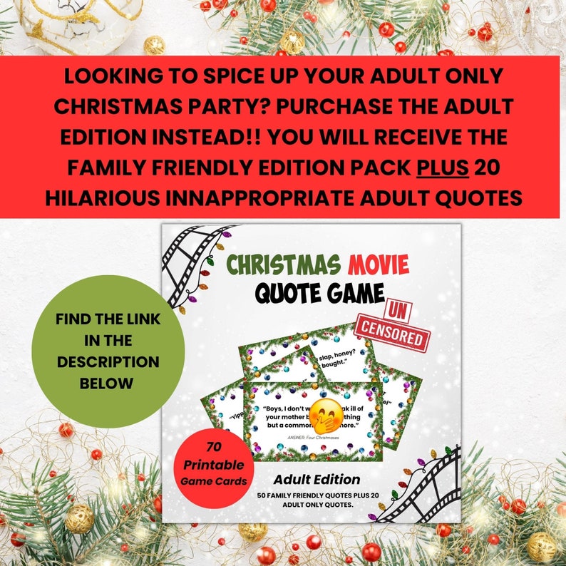 Christmas Movie Quote Trivia Game Printable Family Game Christmas Party ...