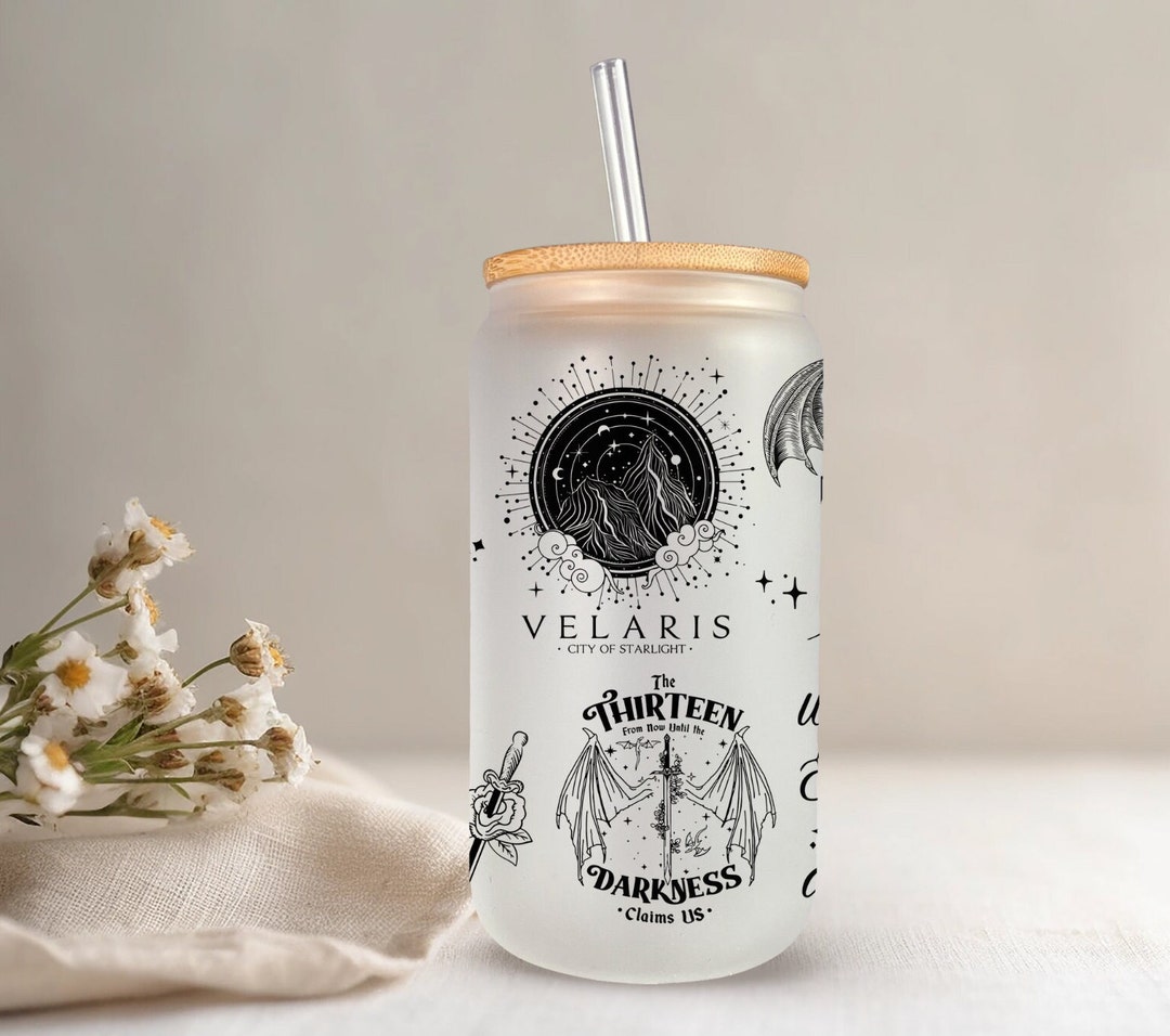ACOTAR Fantasy Inspired Glass Coffee Cup Frosted Tumbler for Dark ...