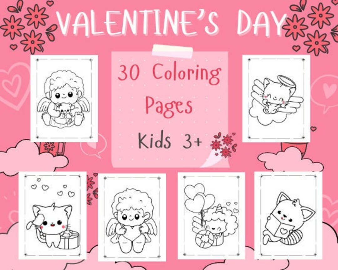 Valentines Day Coloring Pages for Kids Ages 3 30 PAGES Digital Download ...