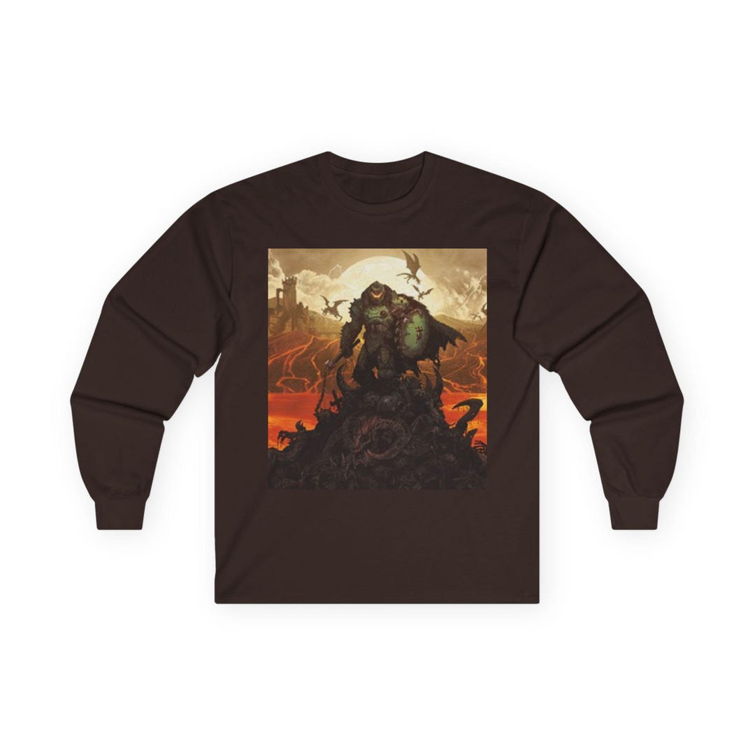 Long Sleeve Tee, Doom Dark Ages Video Game Shirt, Gamer Graphic Tee ...