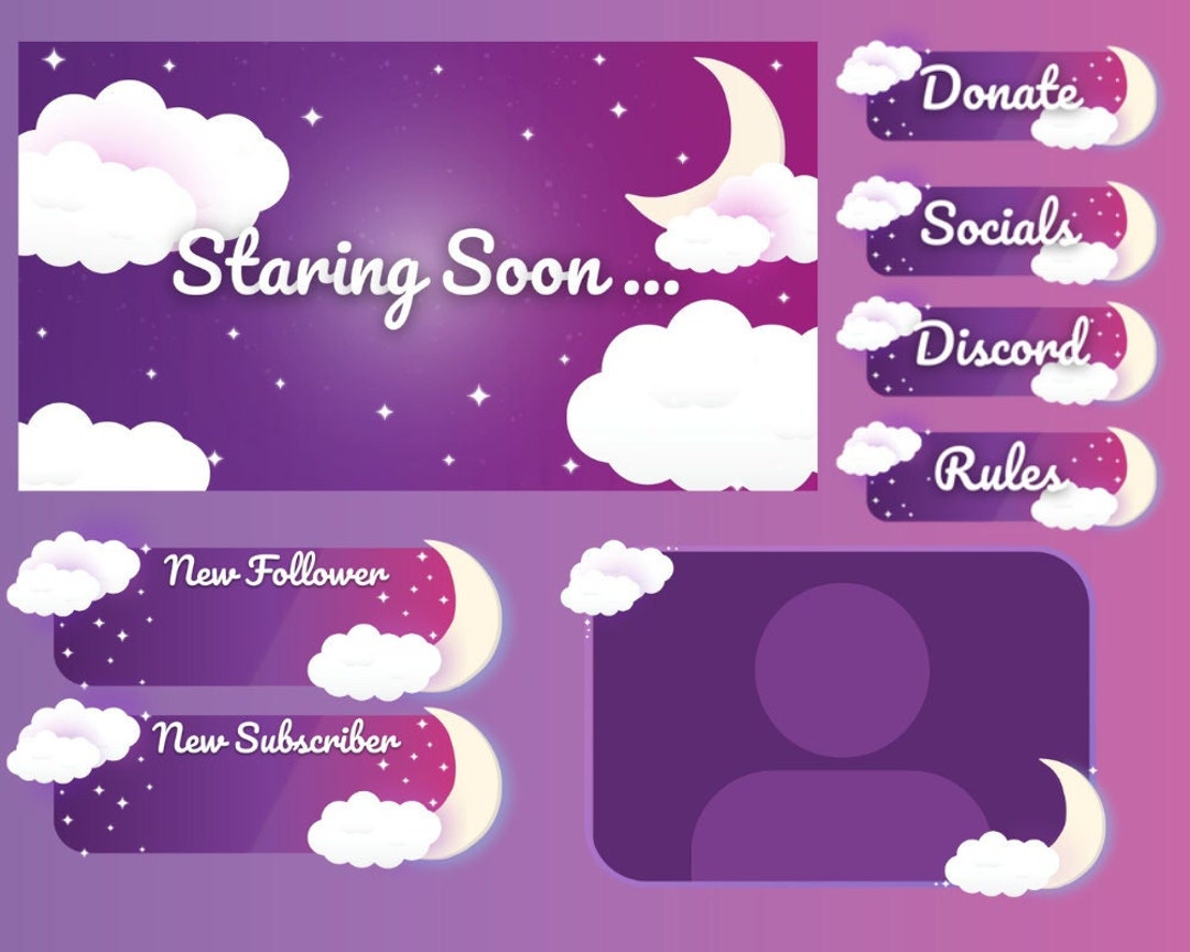Dreamy Celestial Moon Stream Overlays for Twitch and Youtube - Etsy
