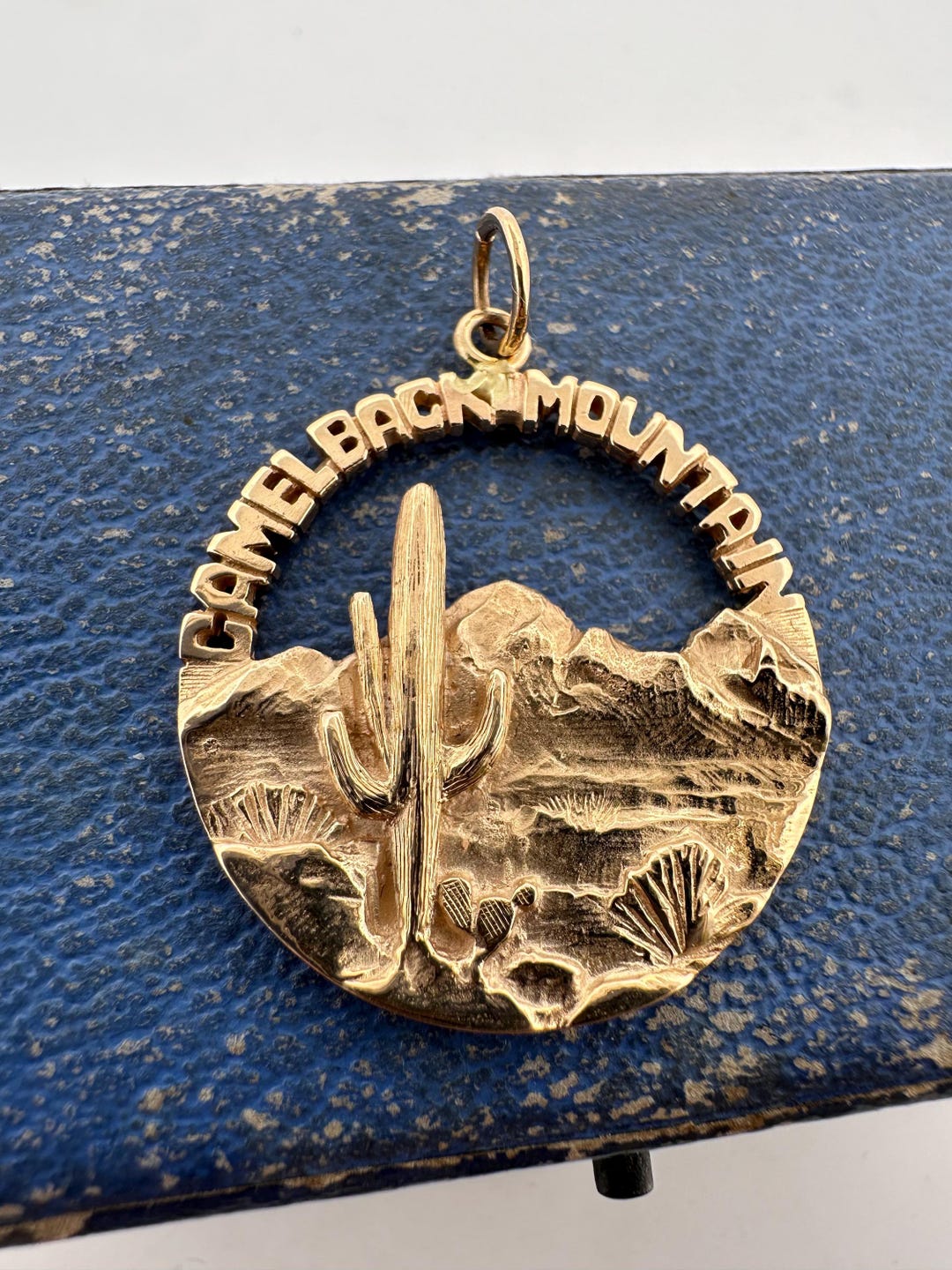 Vintage 14K Camelback Mountain Arizona Scene Solid Yellow Gold Charm ...