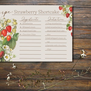 Editable Recipe Card Template Fruit Recipe Card Strawberry - Etsy
