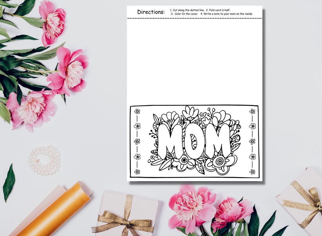 Mother's Day Coloring Page Card for Kids | Printable Mother's Day Card ...