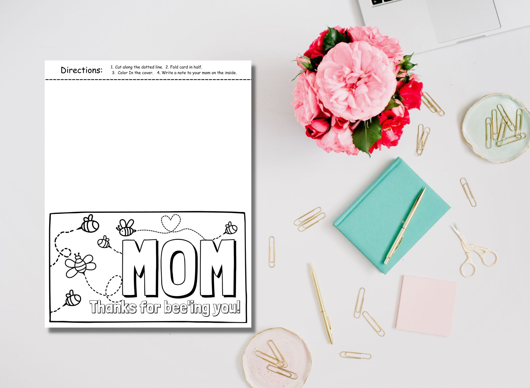 Mother's Day Coloring Page Card for Kids | Printable Mother's Day Card ...