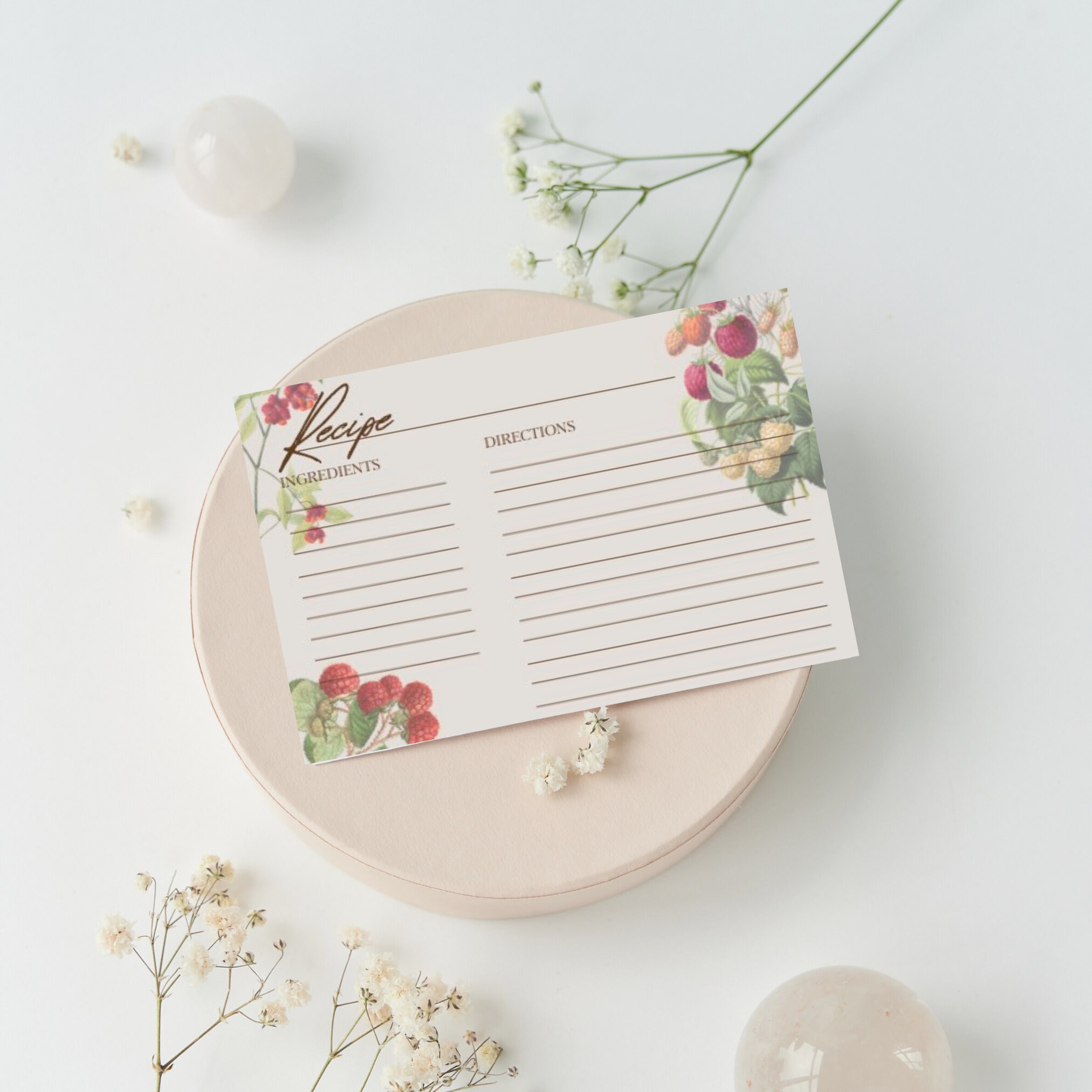 Editable Recipe Card Template Fruit Recipe Card Berries Digital Print ...