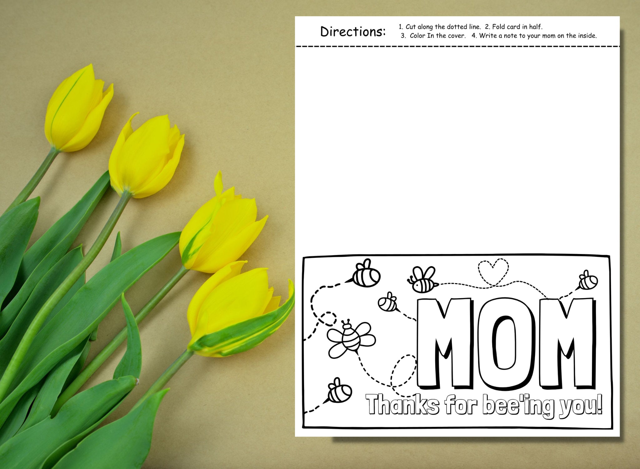 Mother's Day Coloring Page Card for Kids | Printable Mother's Day Card ...