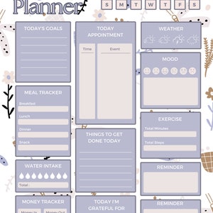 Digital Printable Floral Daily Planner Schedule | Downloadable Planner ...
