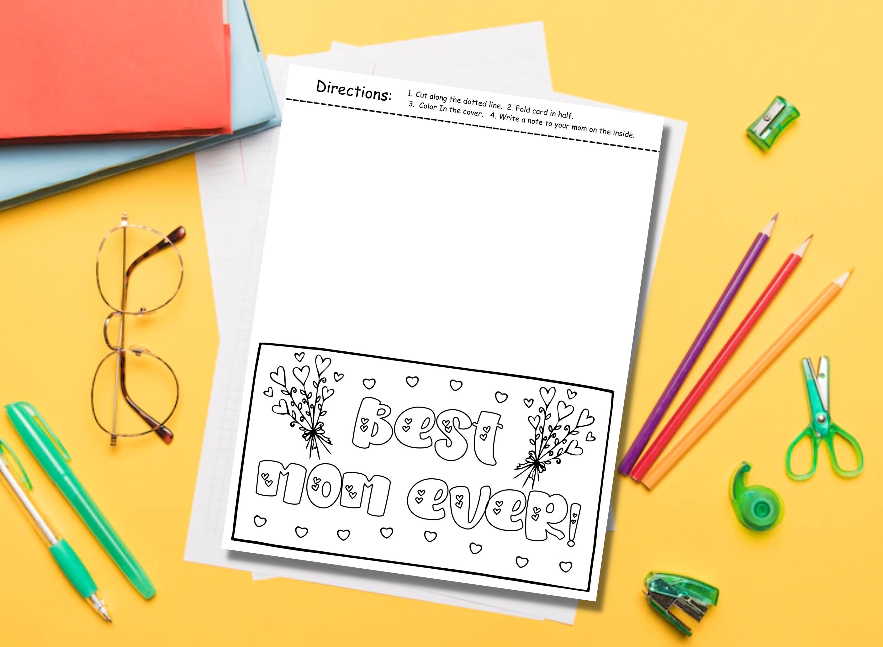 Mother's Day Coloring Page Card for Kids Printable Mother's Day Card ...