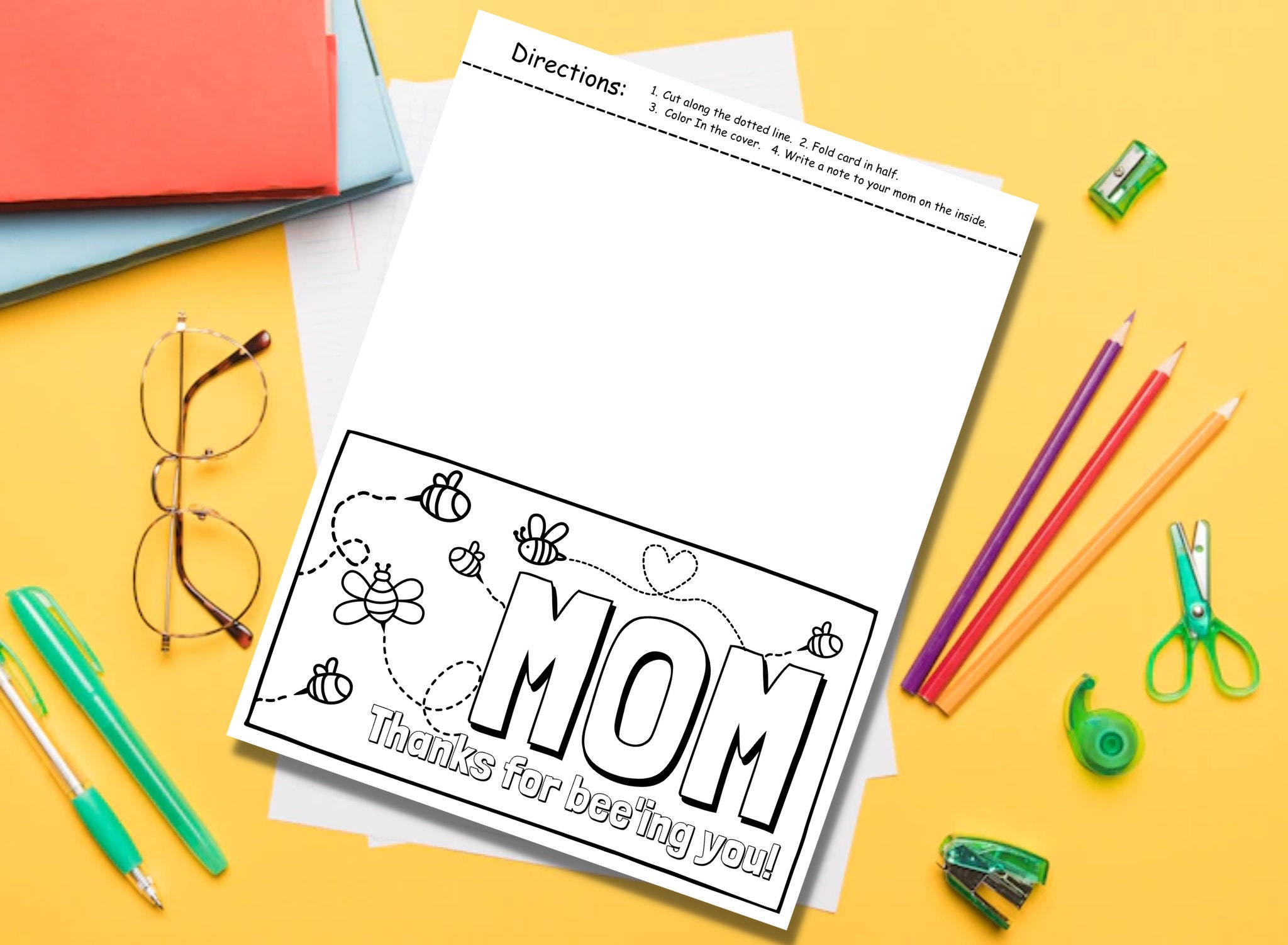 Mother's Day Coloring Page Card for Kids Printable Mother's Day Card ...