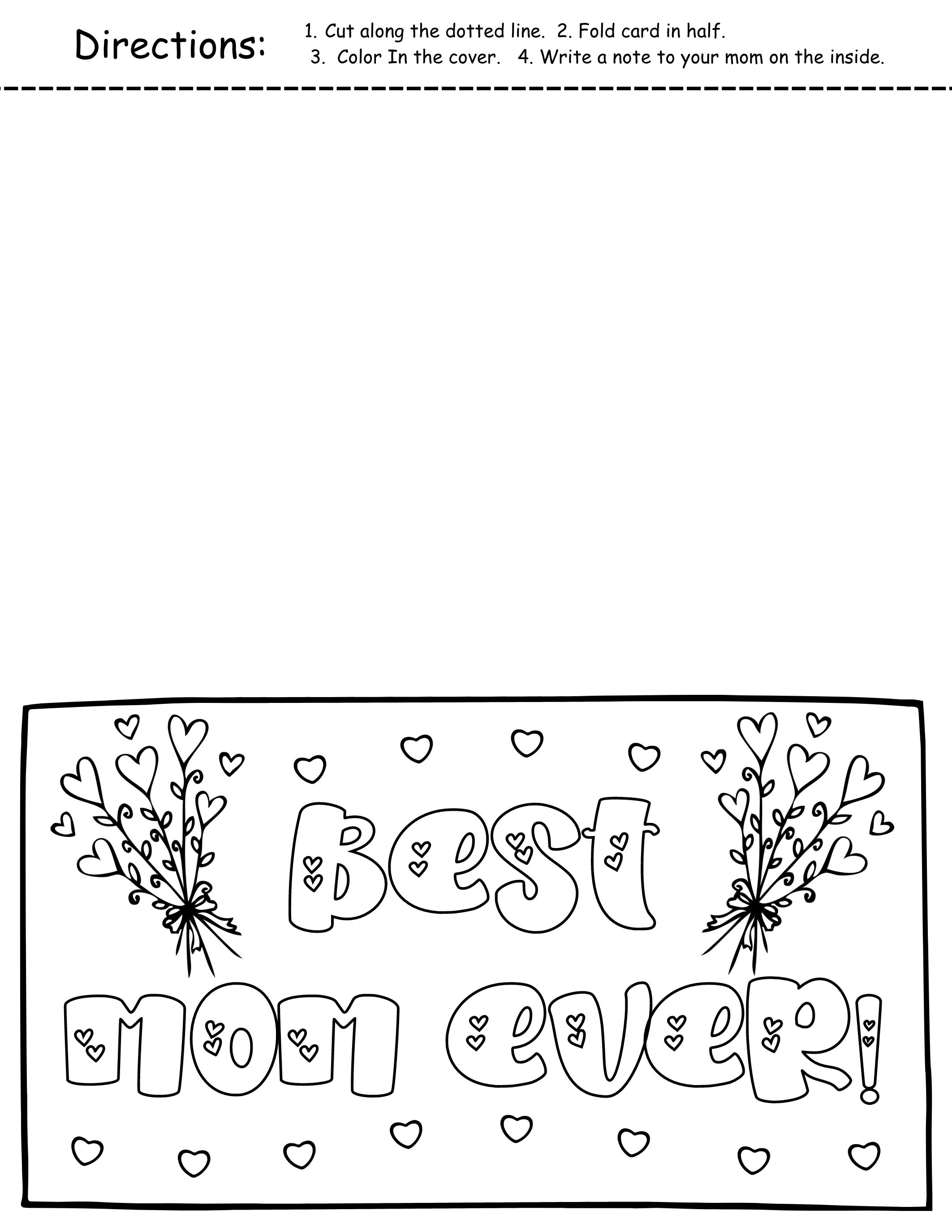 Mother's Day Coloring Page Card for Kids Printable Mother's Day Card ...