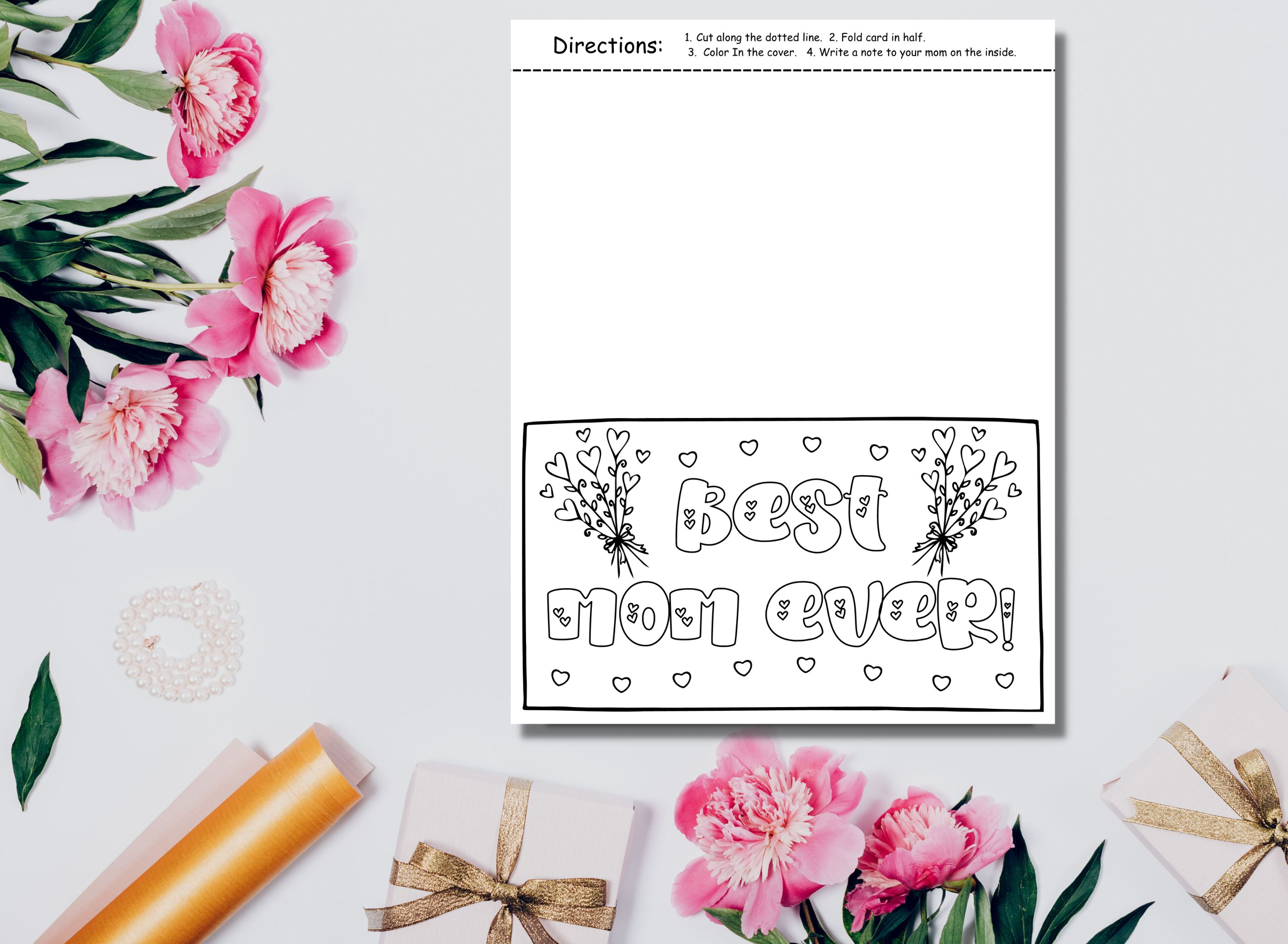 Mother's Day Coloring Page Card for Kids Printable Mother's Day Card ...