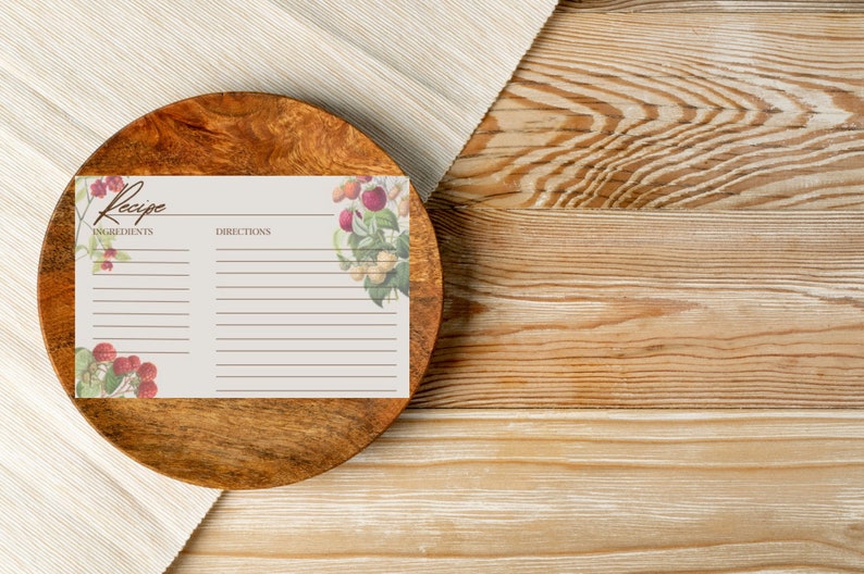Editable Recipe Card Template Fruit Recipe Card Berries Digital Print ...