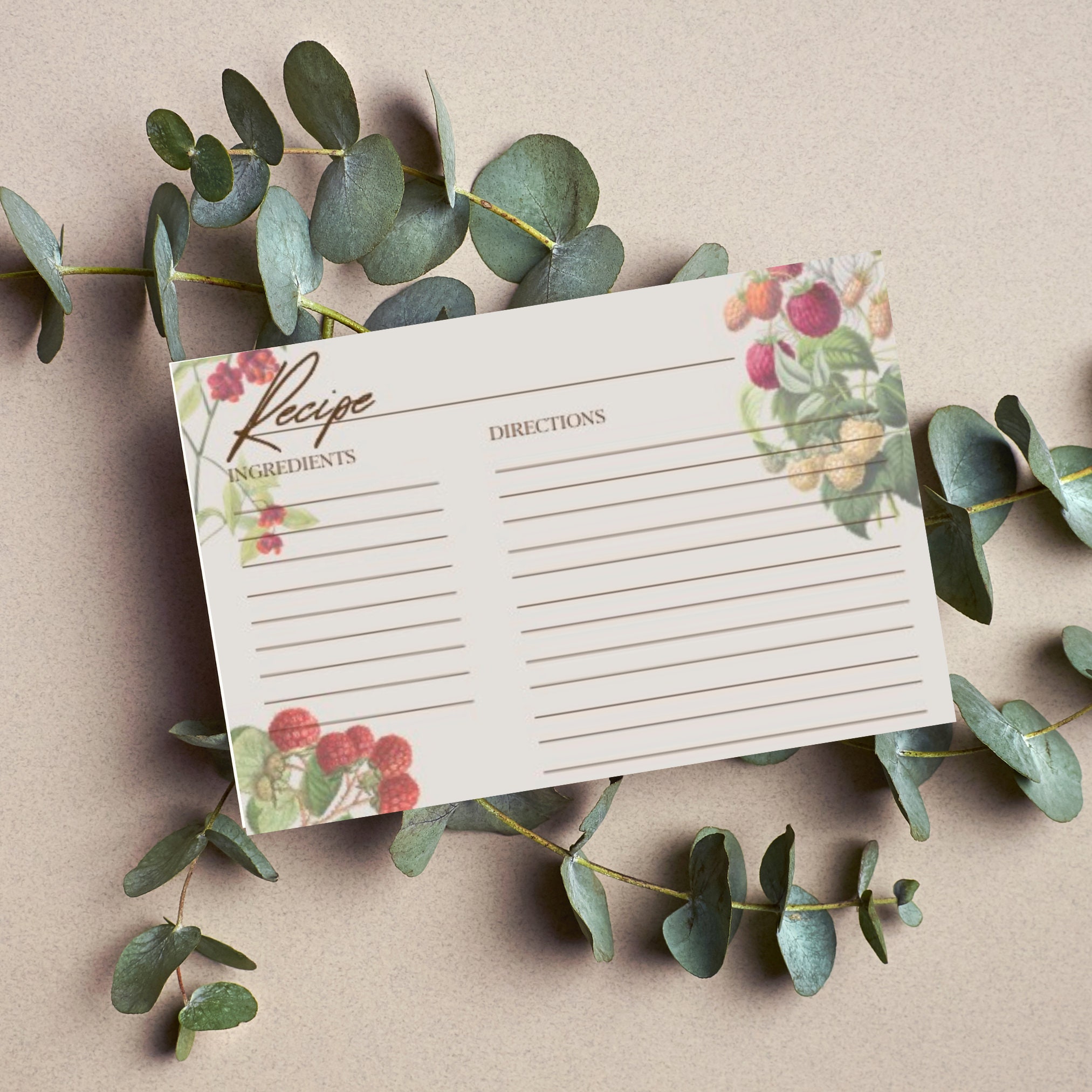 Editable Recipe Card Template Fruit Recipe Card Berries Digital Print ...